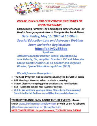 May 15th Special Education Law & Advocacy Flyer JPEG - DarieniteDarienite